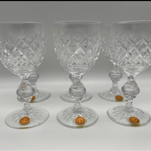Six Kusak Lead Crystal Water Goblets